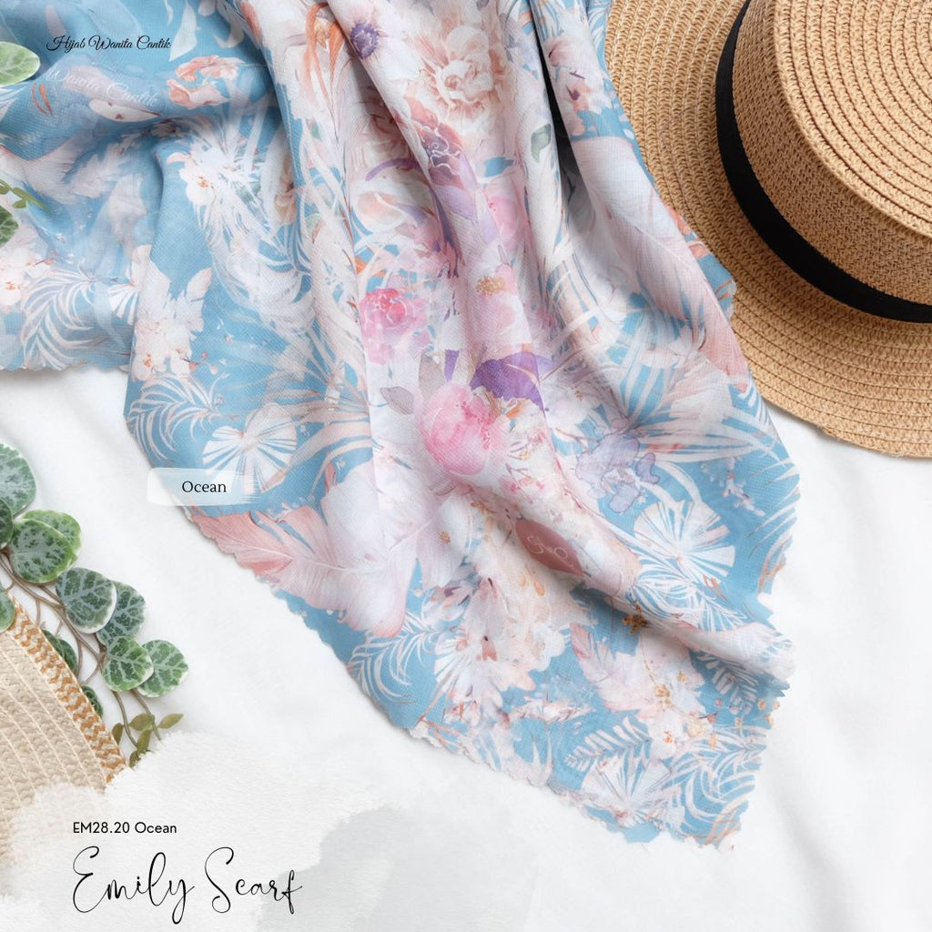 [ BUY 3 GET 1 FREE HIJAB ] Emily Scarf - EM28.20 Ocean– HIRA Magnolia Hana WH